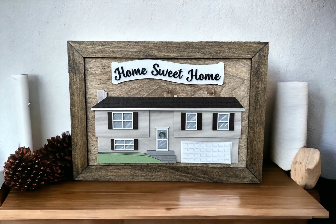 Custom 3D House Portrait: Hand-painted Wood, Realtor Closing Gift - Etsy
