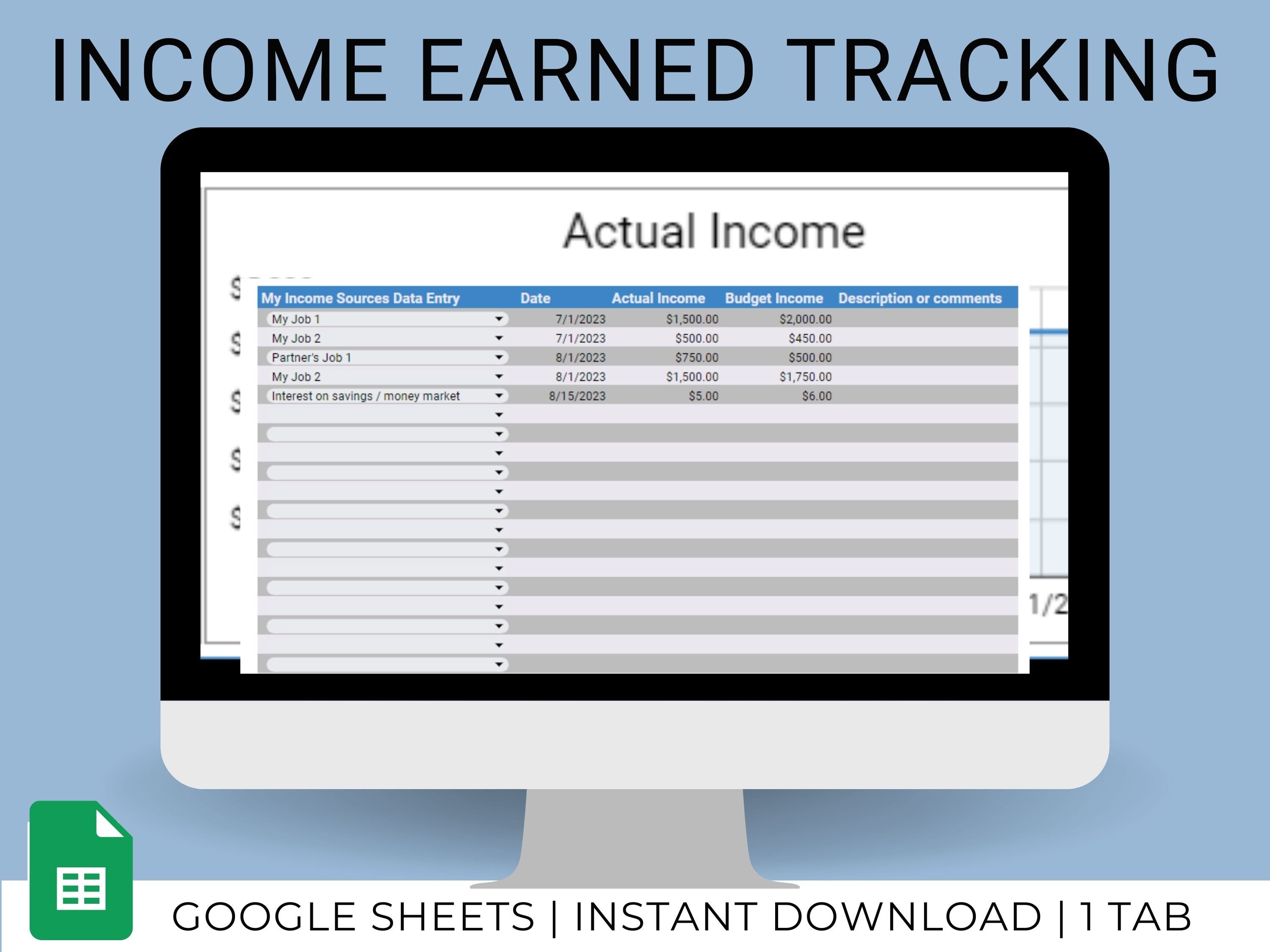 Passive Income Planner | Monthly Income Google Spreadsheet | Active ...