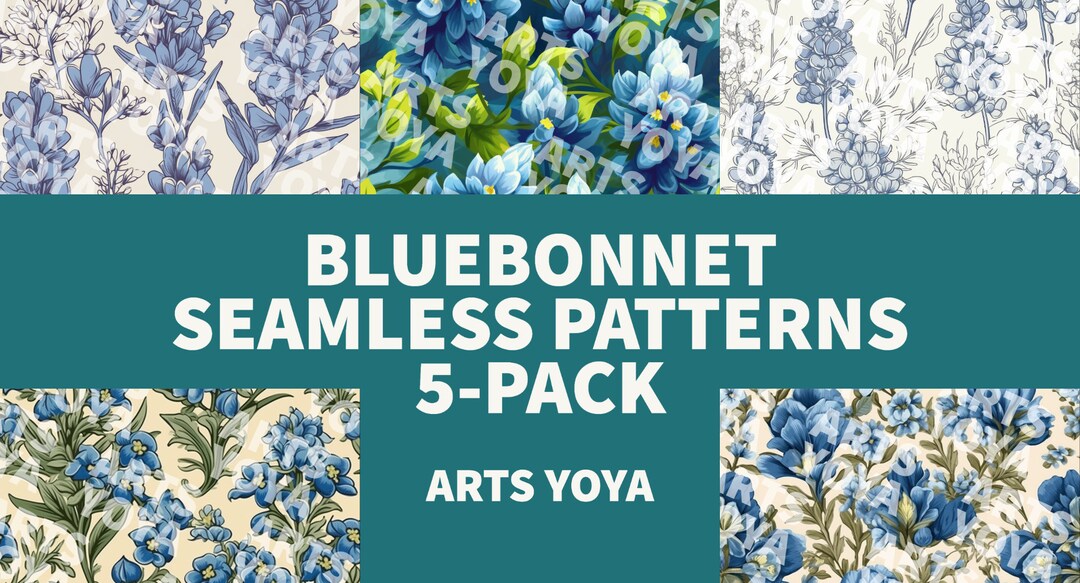 Bluebonnet Seamless Patterns 5-pack - Etsy