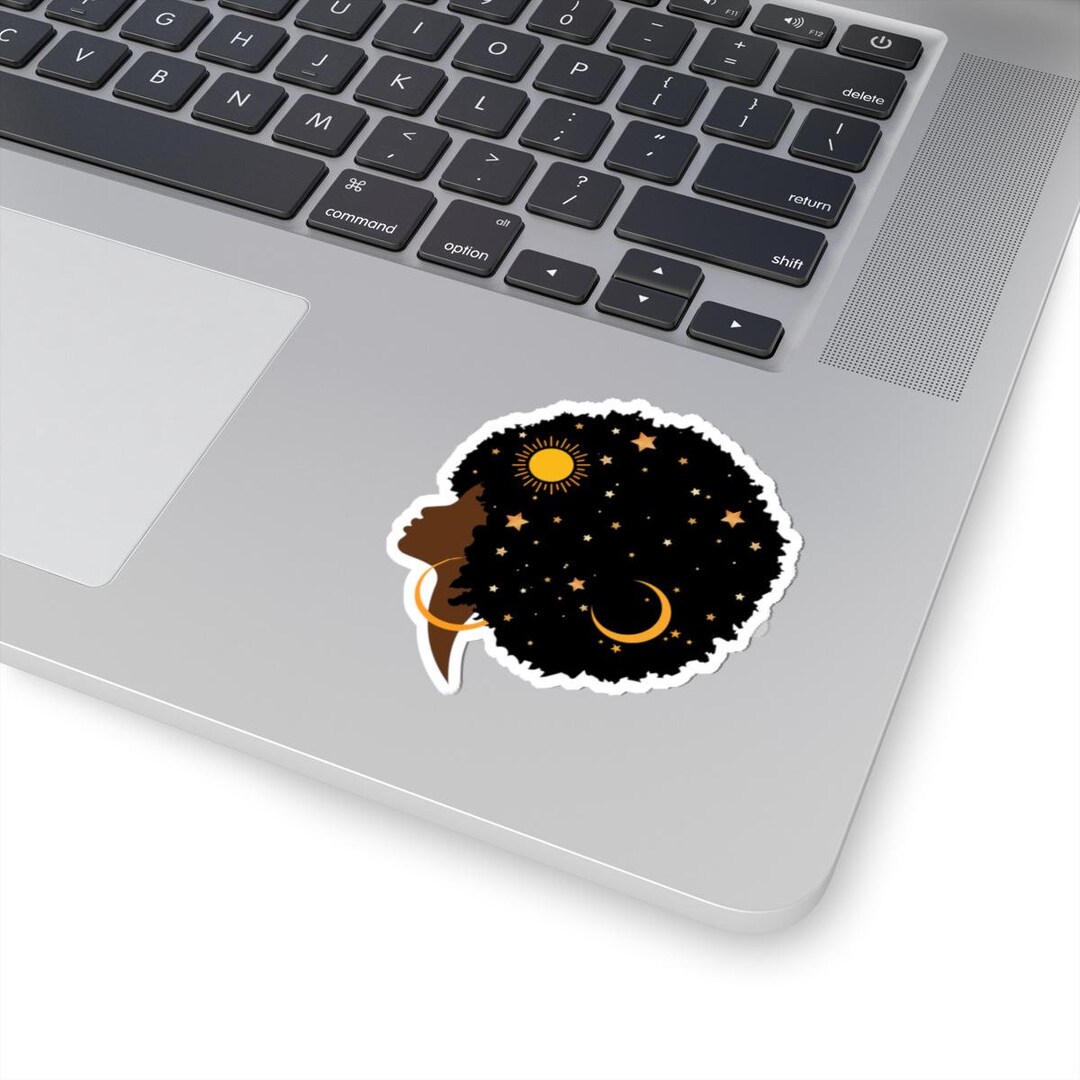 Afro Universe Sticker, Black Woman Decal, Galaxy Afro Laptop Sticker ...