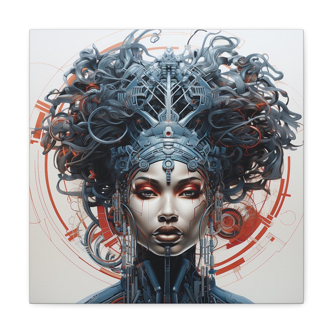 Art in the Machine Futuristic African American Woman on Canvas African ...