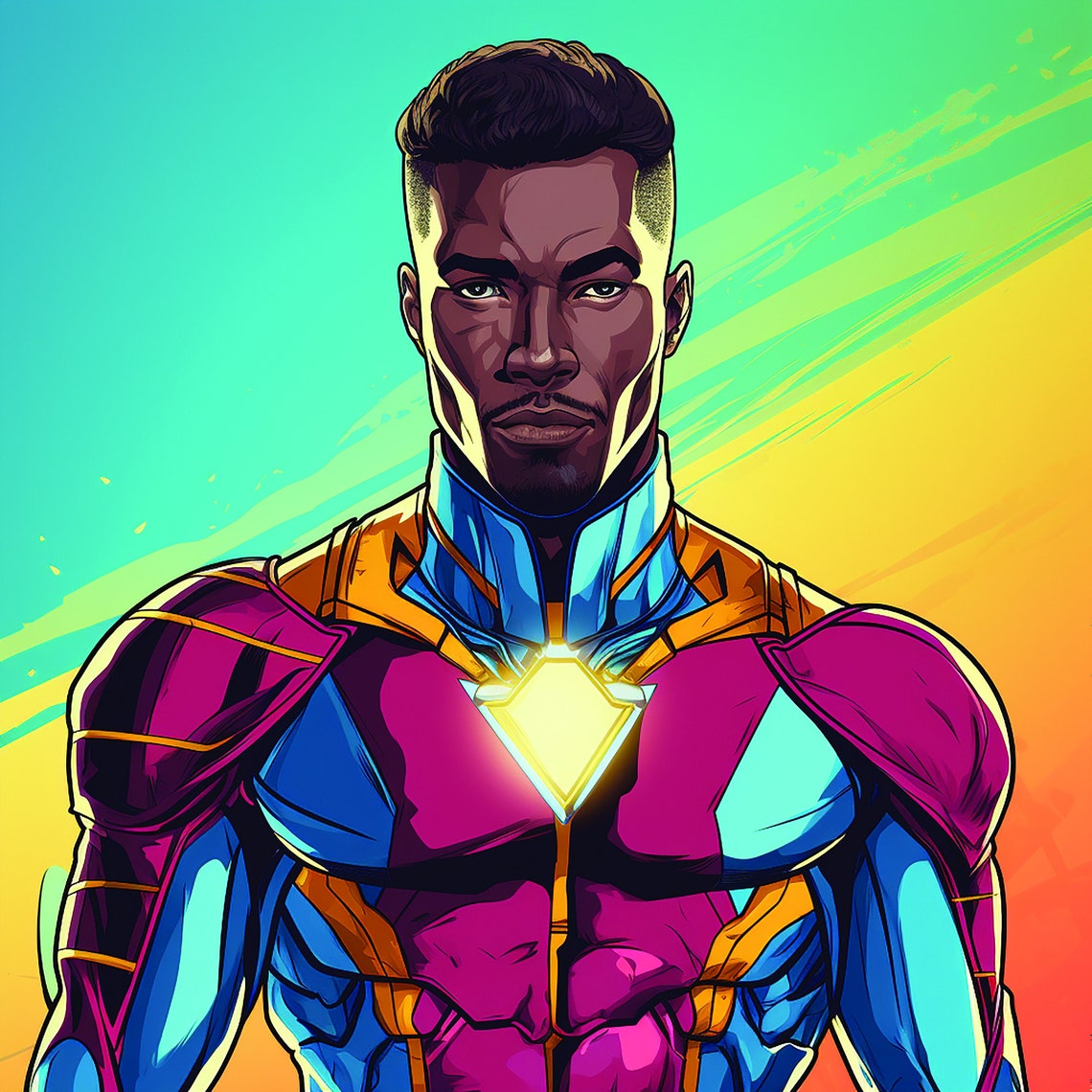 African American Comic Book Male Superhero - Digital Art - AI Art ...