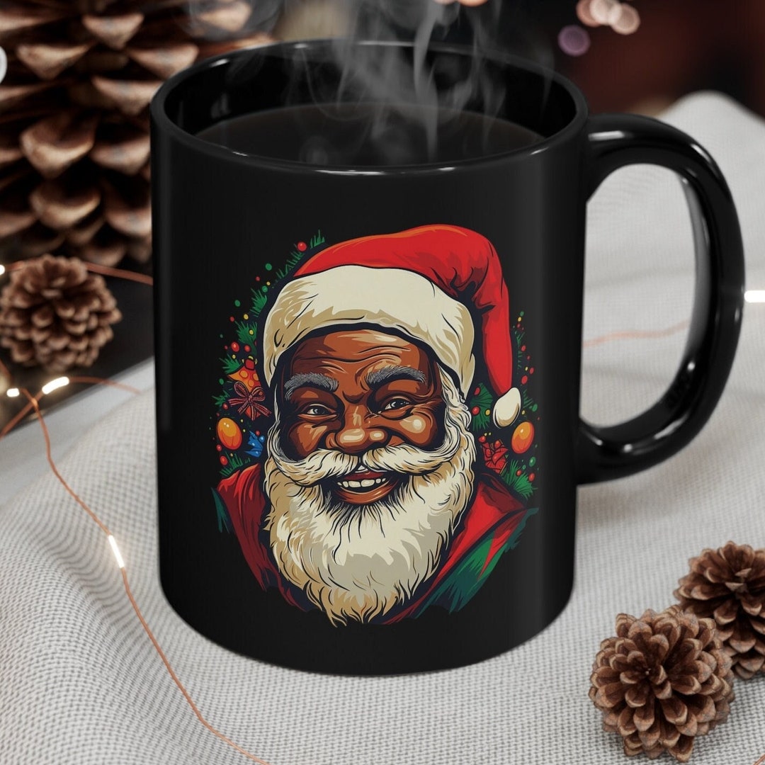 African American Santa Coffee Mug, Black Santa Gift, African American ...