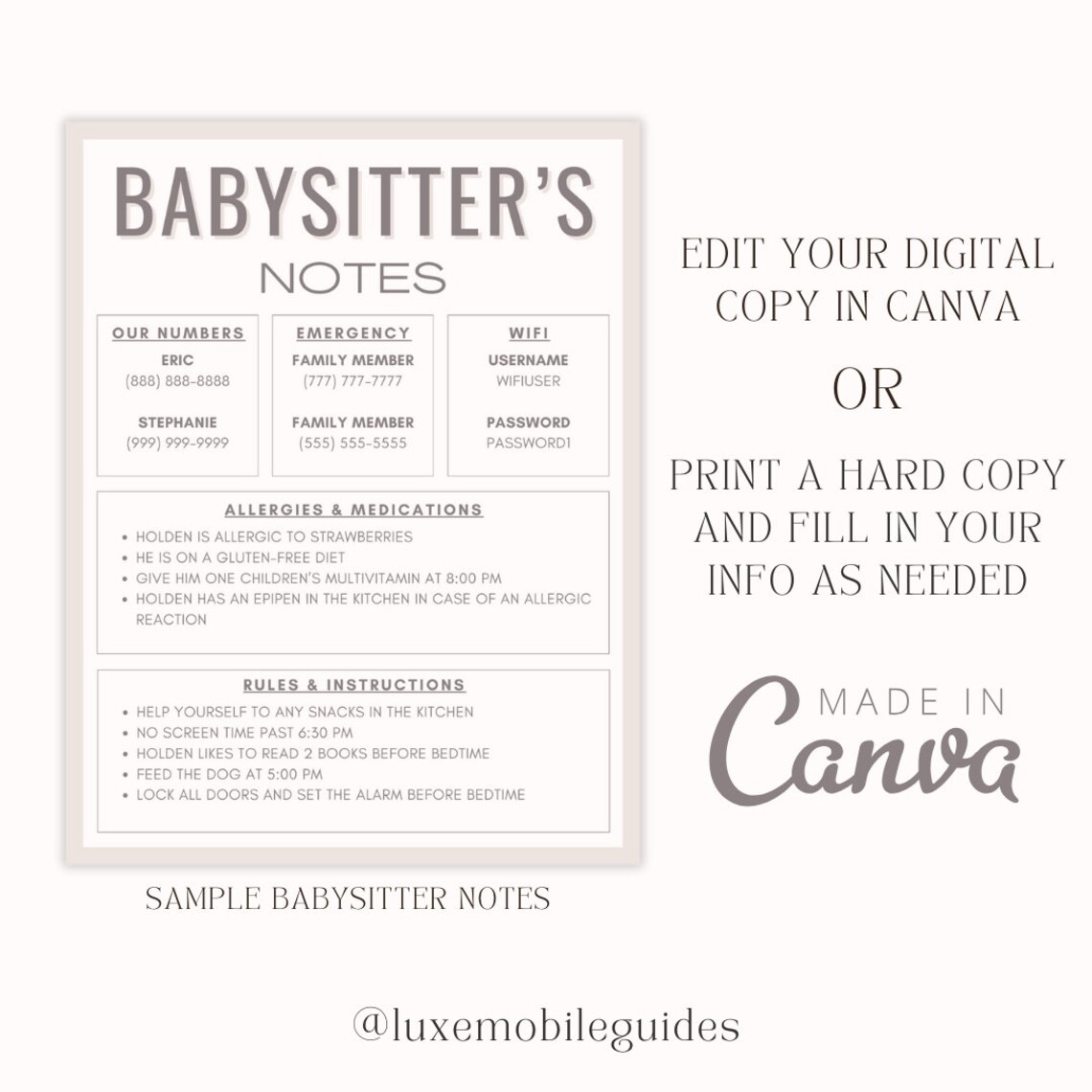 Editable Baby Toddler Schedule Baby Toddler Schedule Canva Template ...