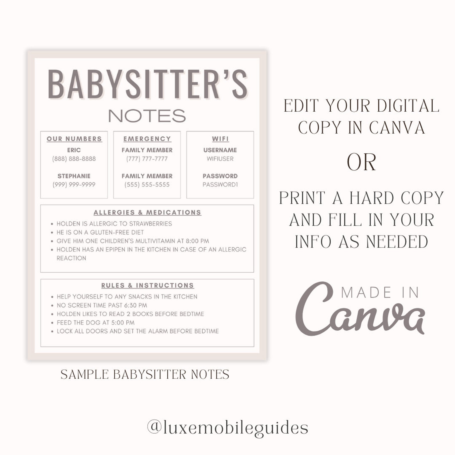 Editable Baby Toddler Schedule Baby Toddler Schedule Canva Template ...