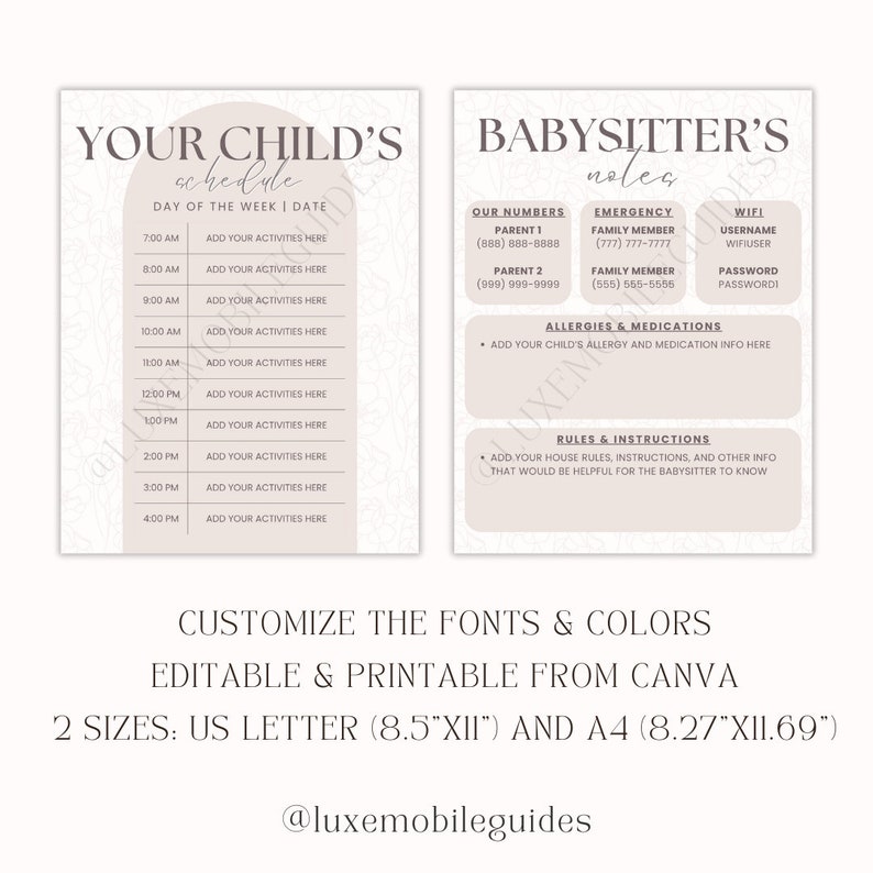 Editable Baby Toddler Schedule | Baby Toddler Schedule Canva Template ...