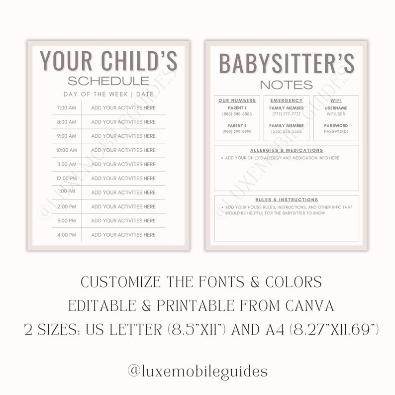 Editable Baby Toddler Schedule | Baby Toddler Schedule Canva Template ...