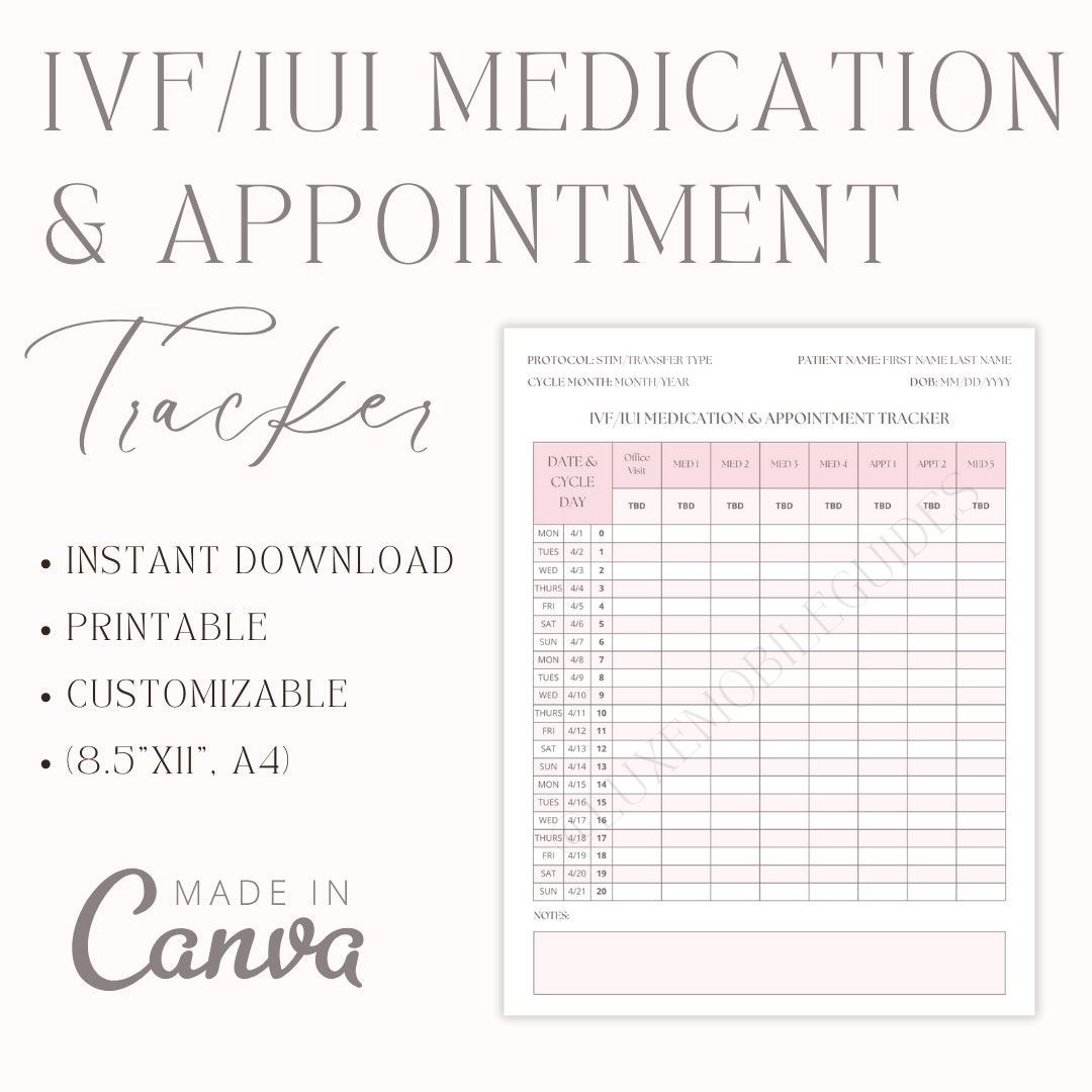 IVF Medication Tracker Editable IVF Planner IVF Planner Printable Pdf ...
