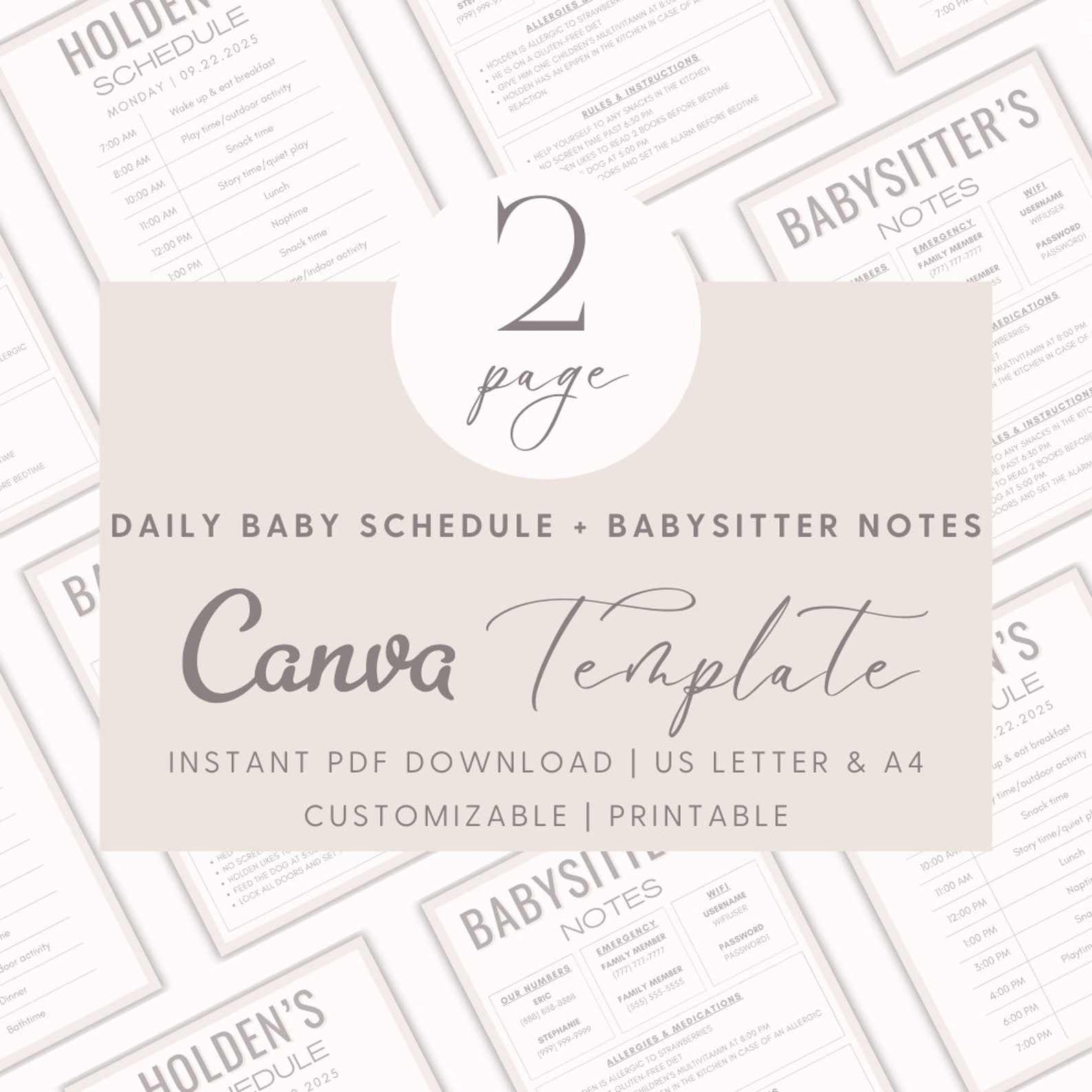 Editable Baby Toddler Schedule | Baby Toddler Schedule Canva Template ...