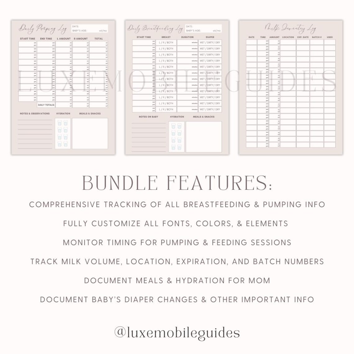 Printable Breastfeeding Log | Pumping Log | Milk Inventory Log ...