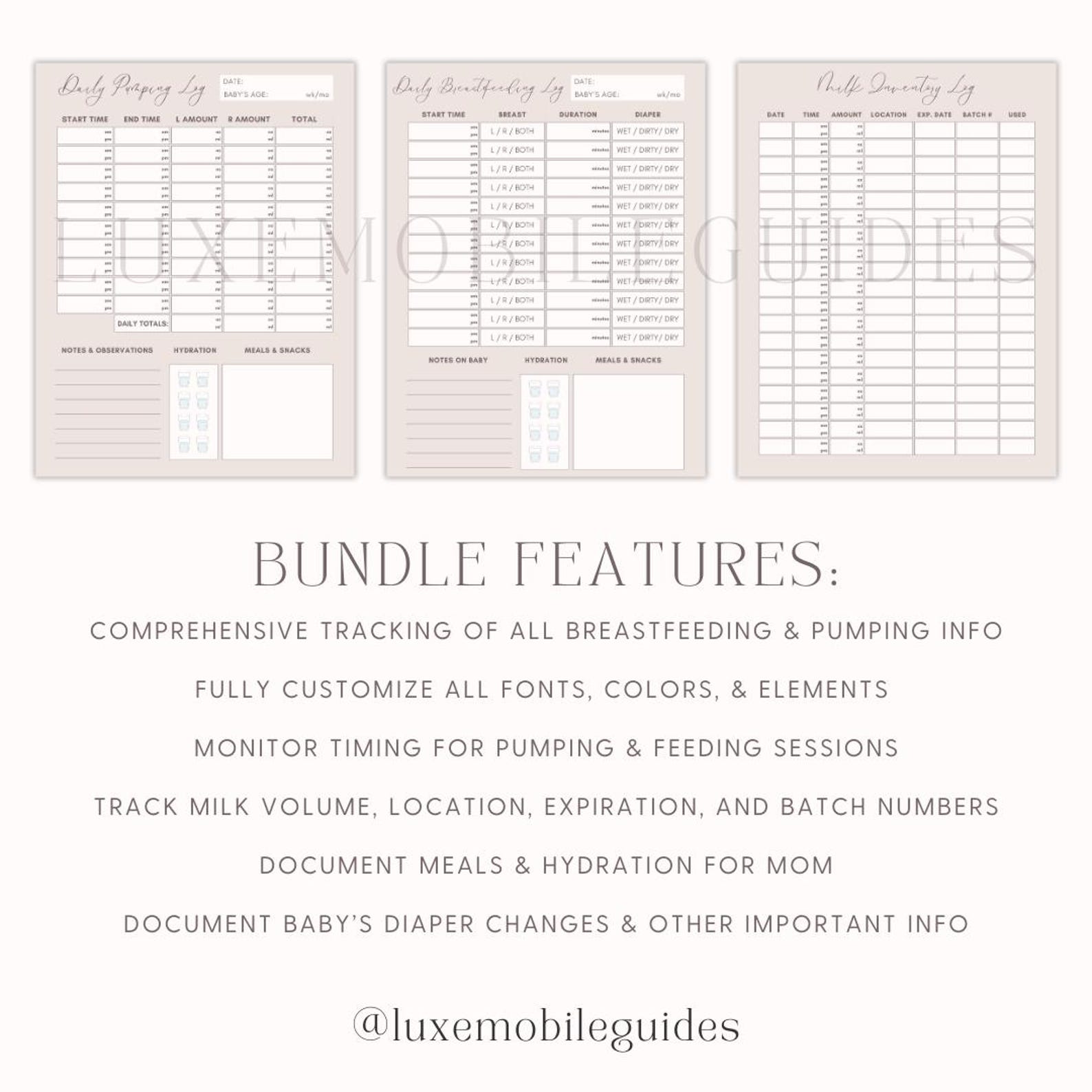 Printable Breastfeeding Log | Pumping Log | Milk Inventory Log ...
