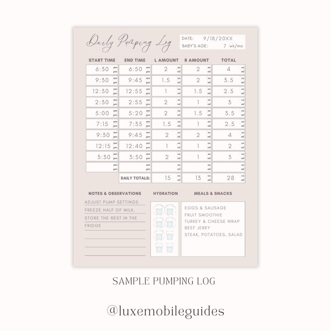 Printable Breastfeeding Log | Pumping Log | Milk Inventory Log ...