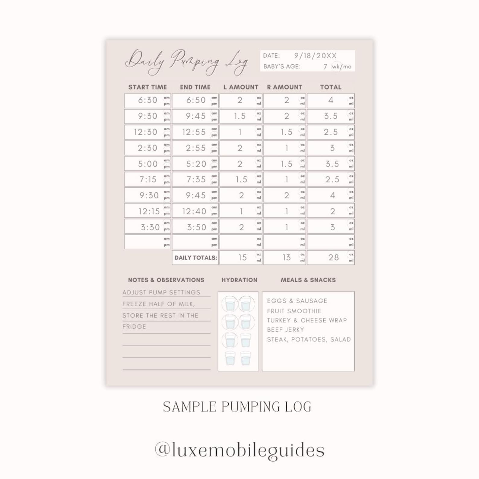 Printable Breastfeeding Log | Pumping Log | Milk Inventory Log ...