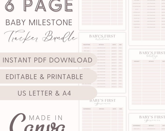 DIY Digital Baby Milestones Tracker Chart | Baby First Year Milestones ...