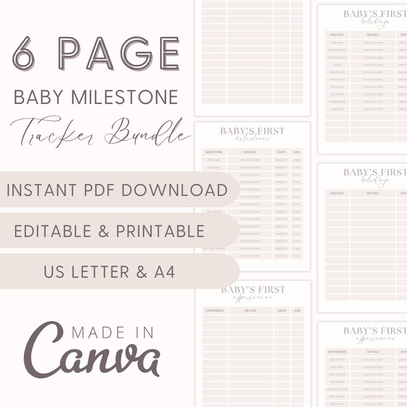 DIY Digital Baby Milestones Tracker Chart | Baby First Year Milestones ...