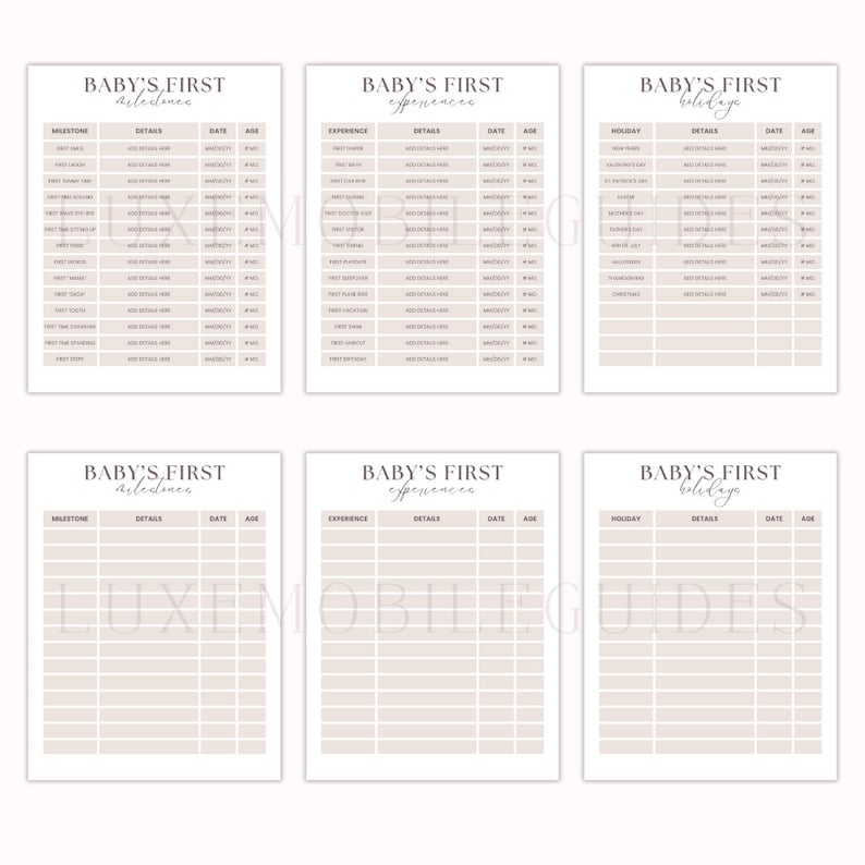 Baby Milestones Tracker Chart | Baby First Year Printable | Editable ...