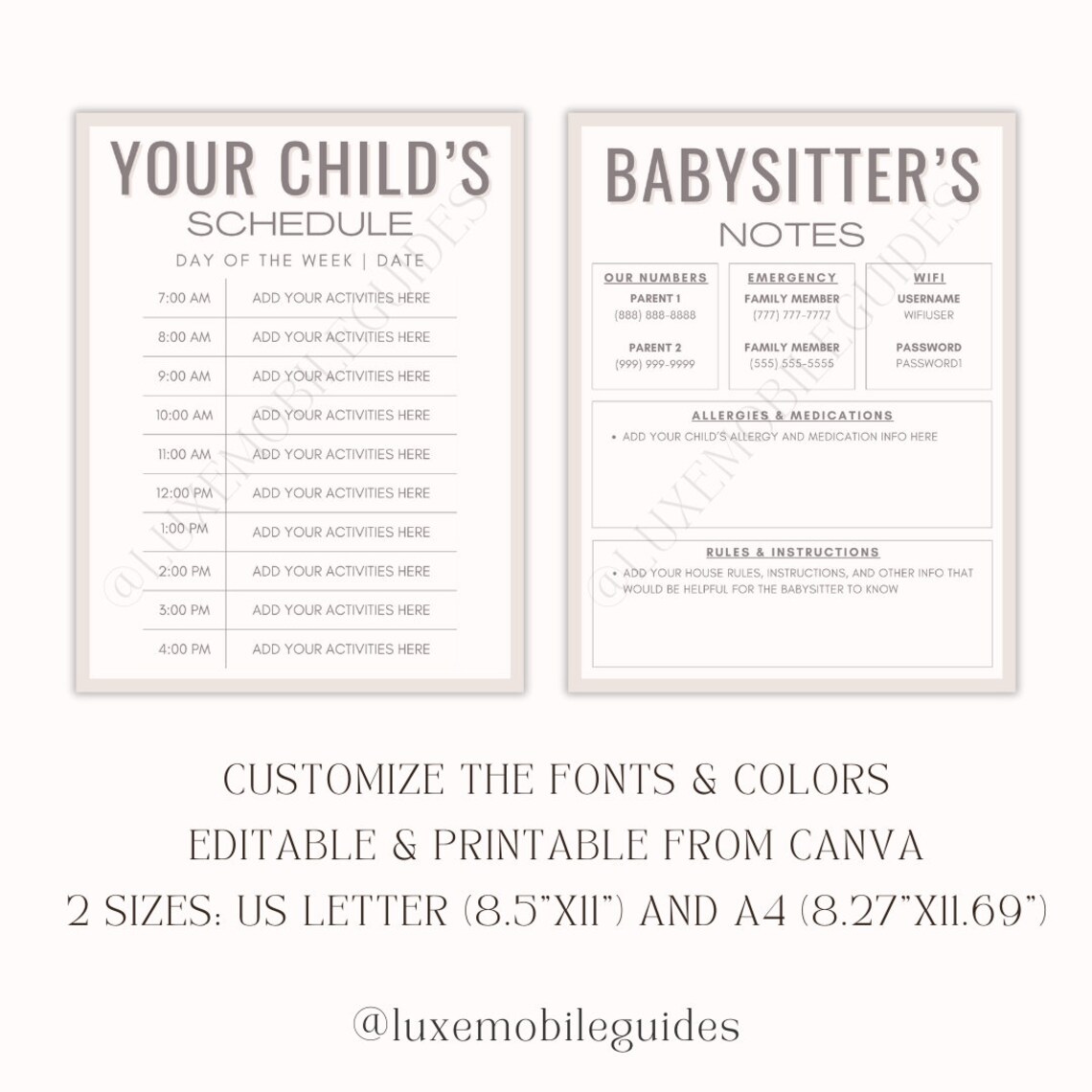 Editable Baby Toddler Schedule Baby Toddler Schedule Canva Template ...