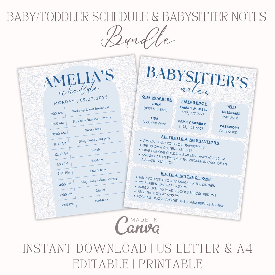 Editable Baby Toddler Schedule | Baby Toddler Schedule Canva Template ...