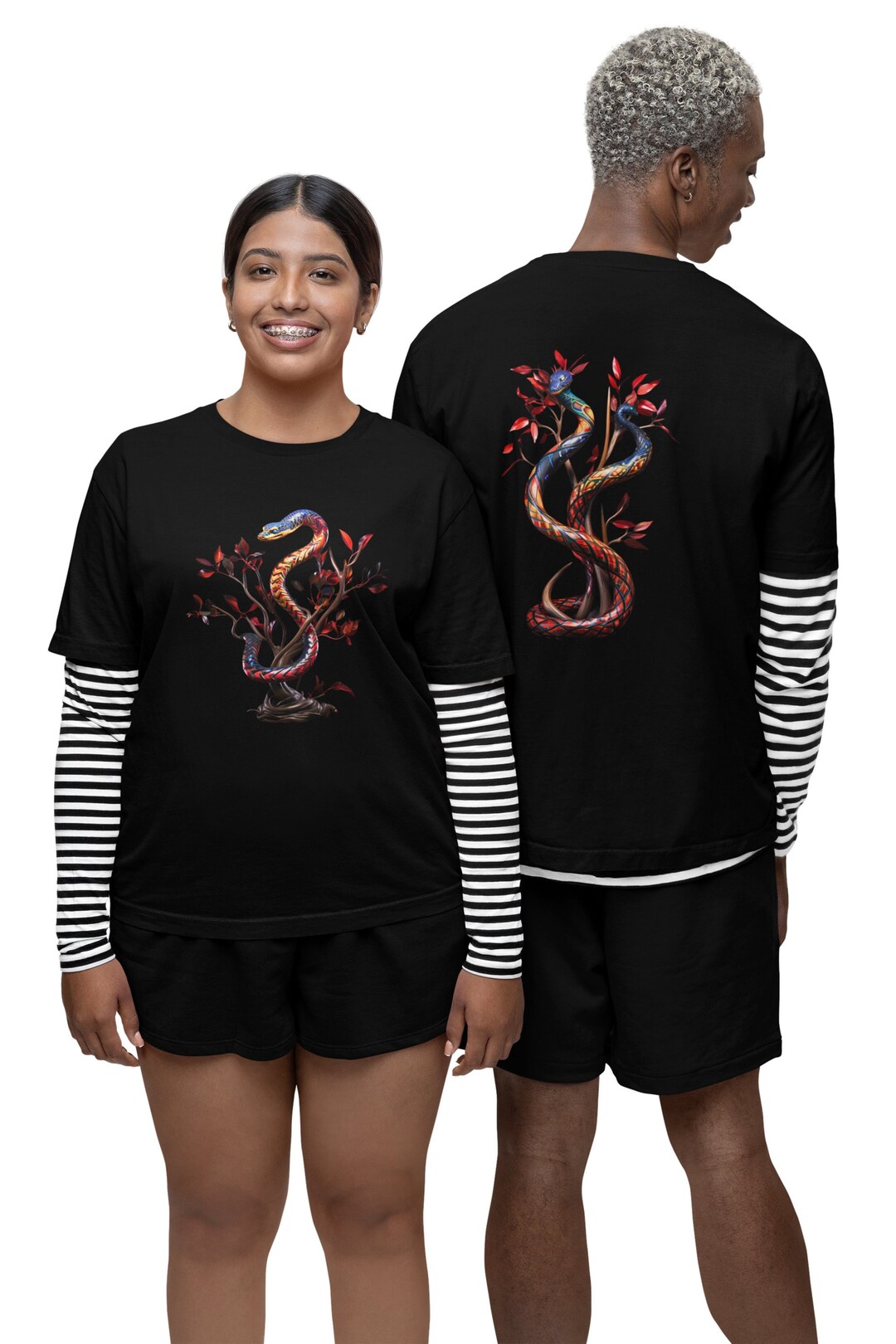 Snake T-shirt Front and Back Design Snake Shirt Unisex Soft Style Short ...