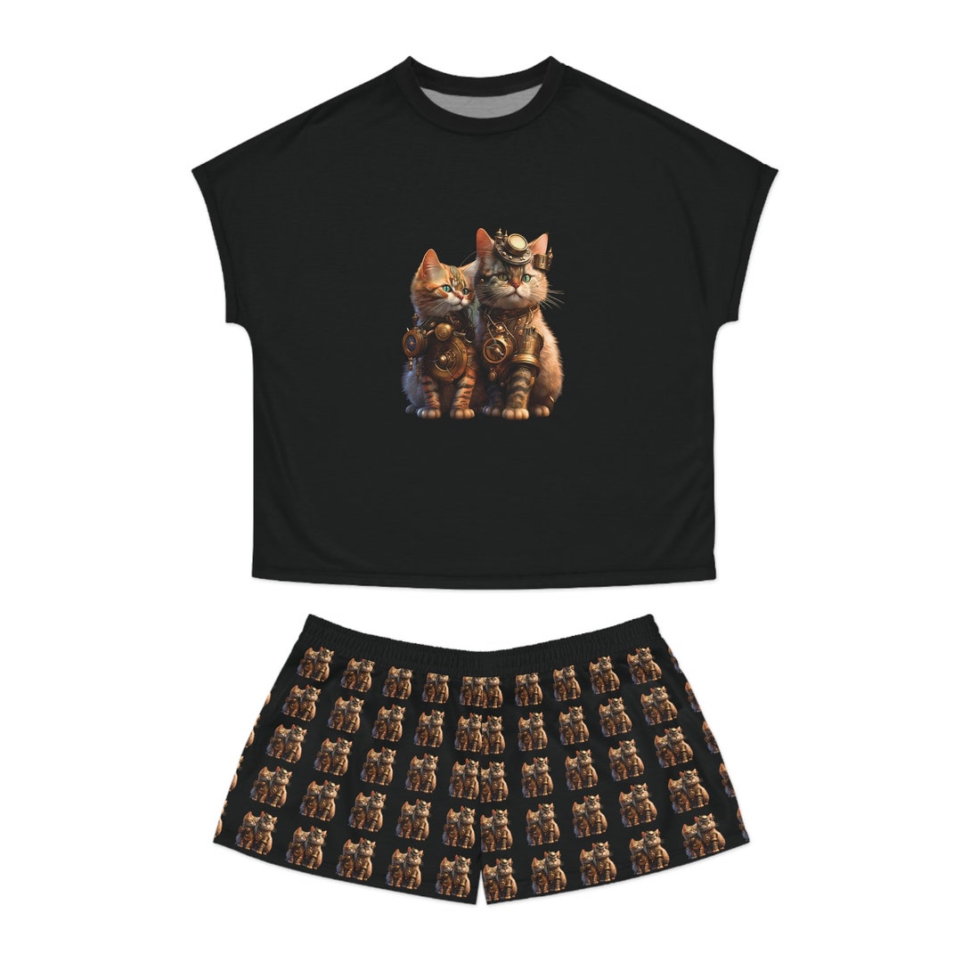 Steampunk Cat Pajama Cute Cat PJ Steampunk Cats Gifts for Cat Lover Cat ...
