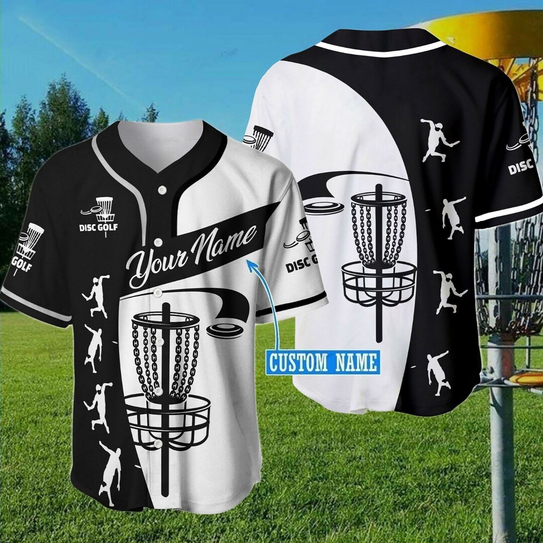 Disc Golf Black and White Player Custom Name Baseball Jersey - Etsy