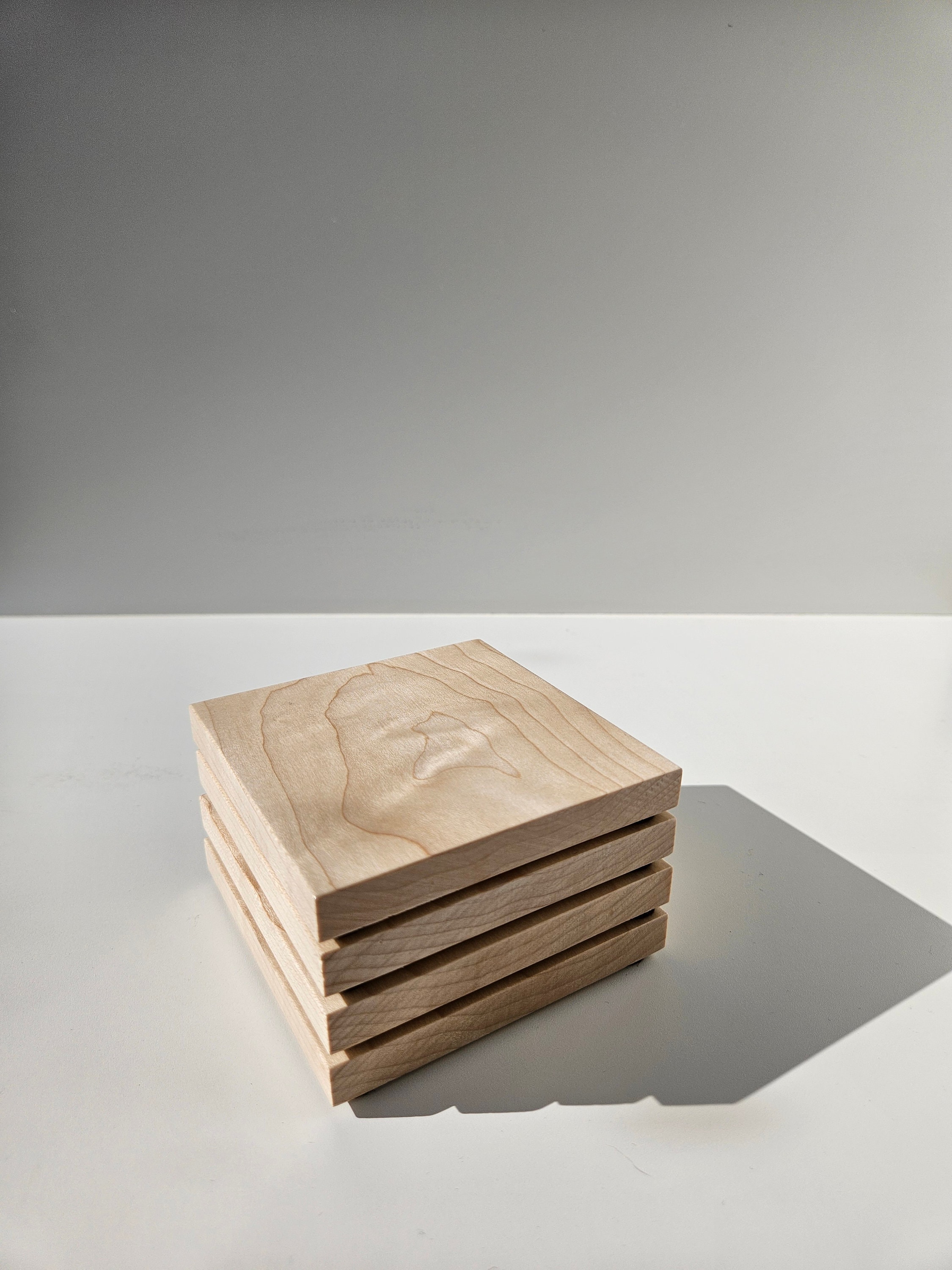 Handcrafted Maple Coasters | Natural Wood | Set of 4 | Square Wooden ...
