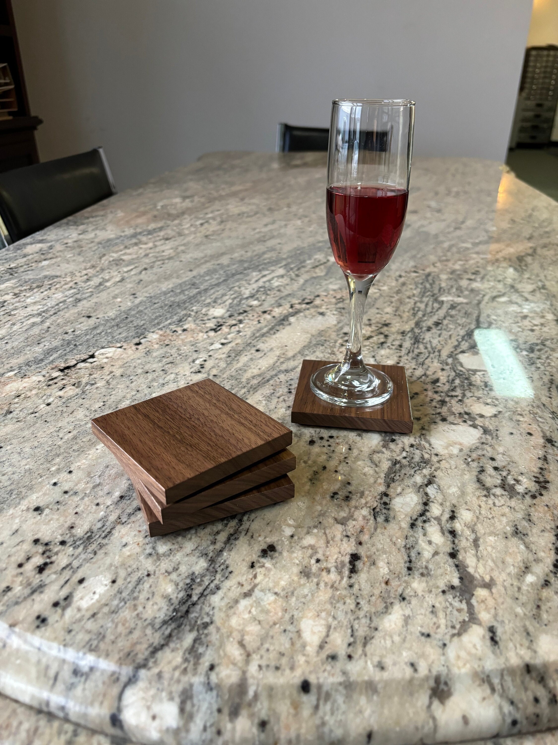 Handcrafted Walnut Coasters | Natural Wood | Set of 4 | Square Wooden ...
