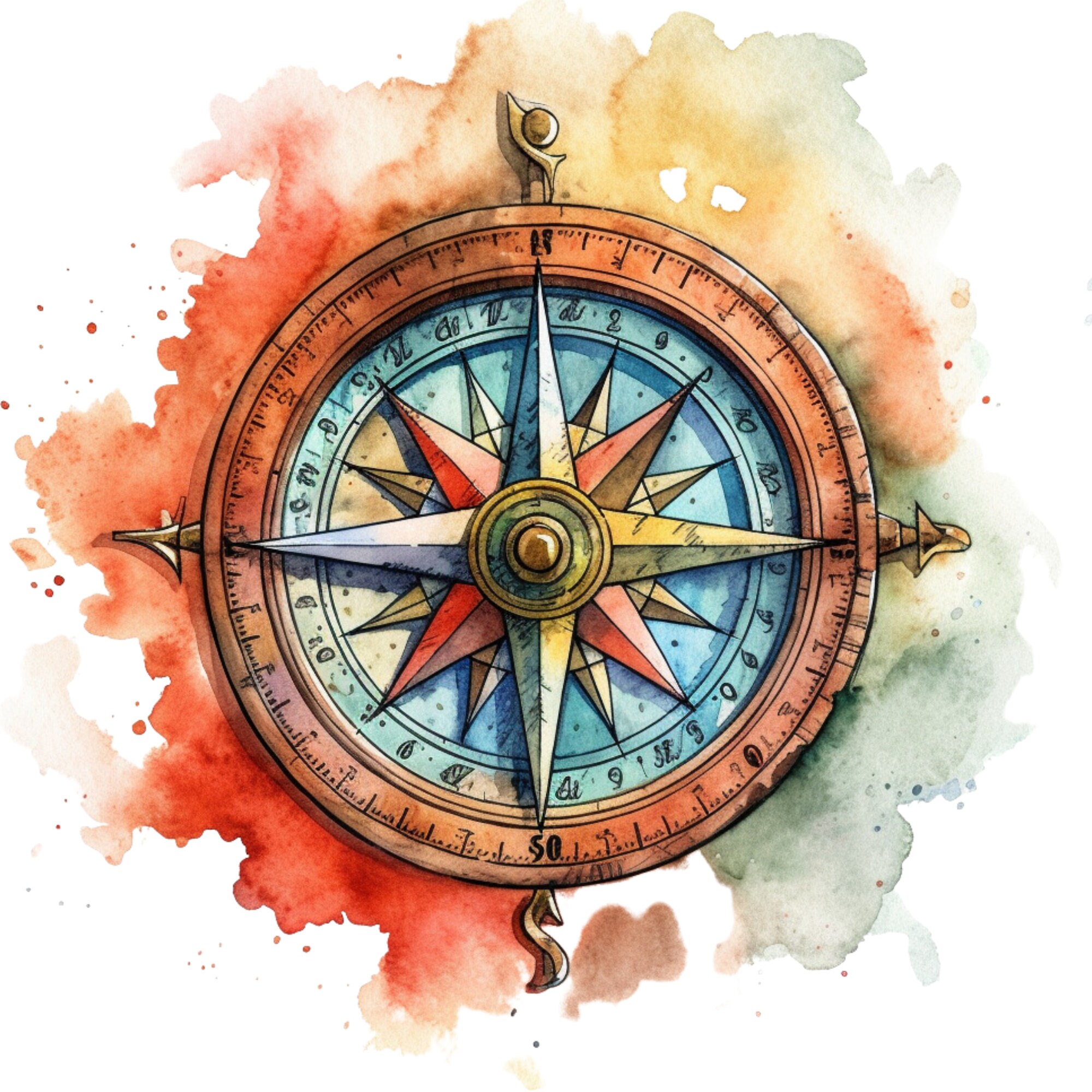Compass Clipart in Guiding Path Watercolor Collection Detailed Clipart ...