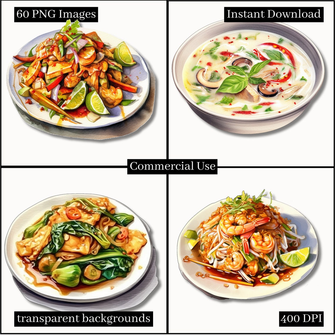 Thai Food Clipart Bundle High-resolution Food Clipart PNG Files ...