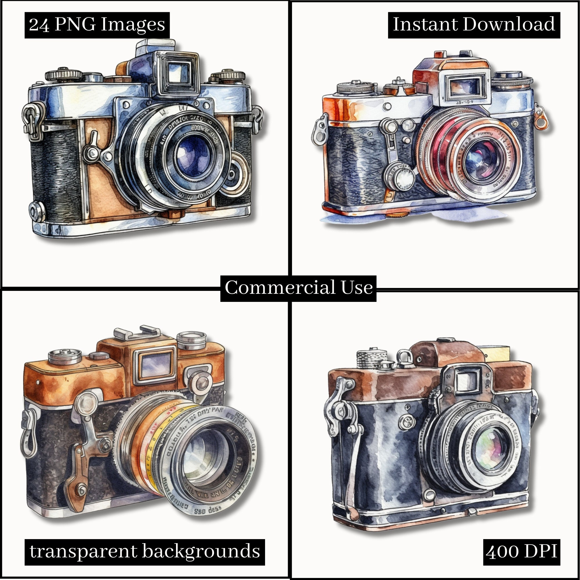 Vintage Camera Clipart Collection PNG Vintage Camera Clipart - Etsy