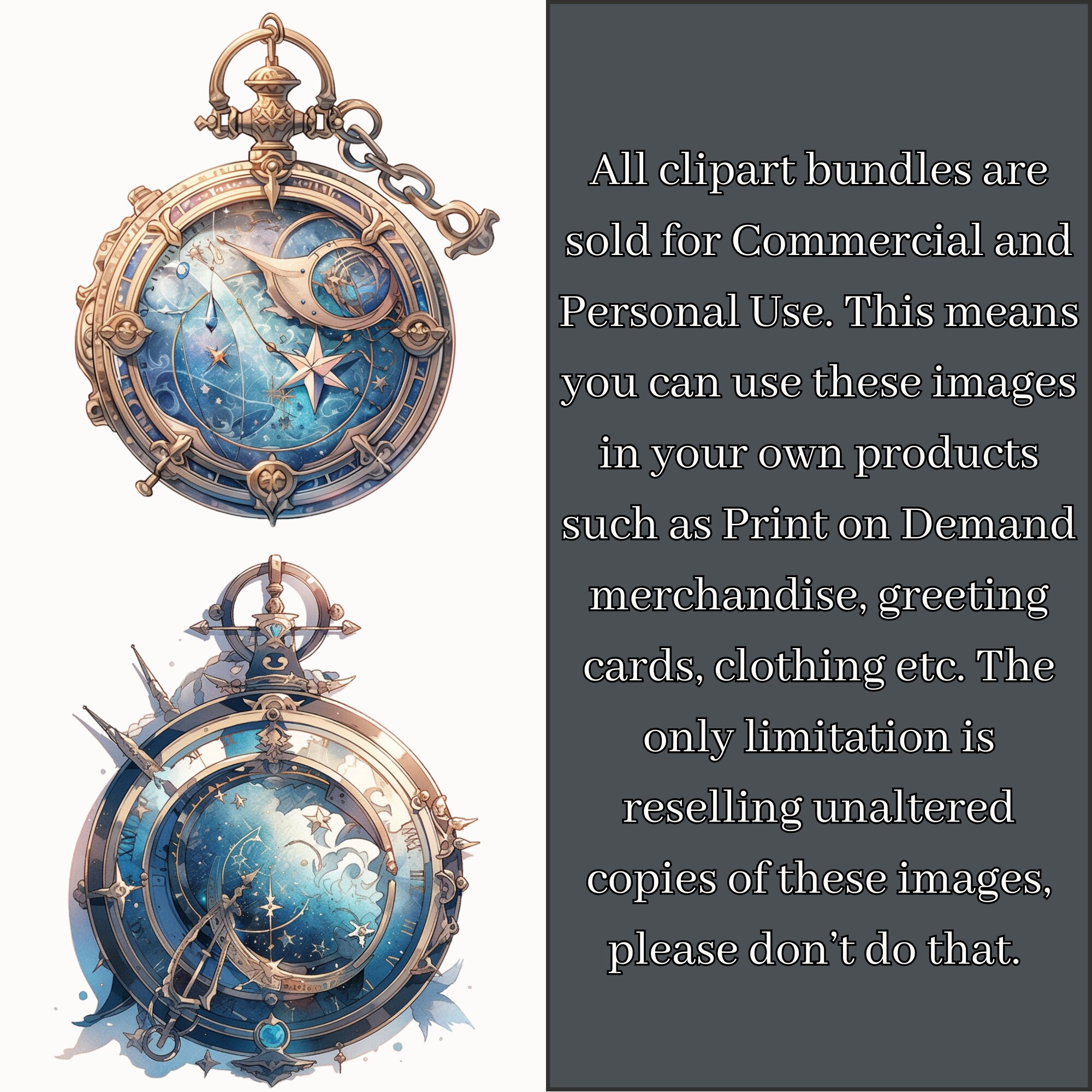 Enchanted Astrolabe Clipart Bundle, PNG Format, Ornate Celestial ...