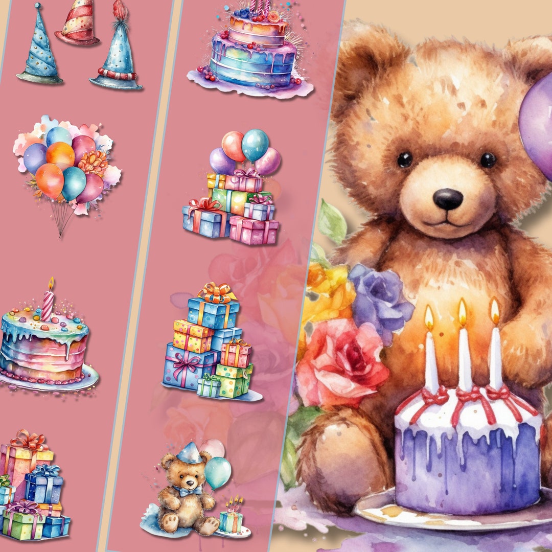 Birthday Clipart Collection PNG Graphics, Perfect for DIY Projects ...