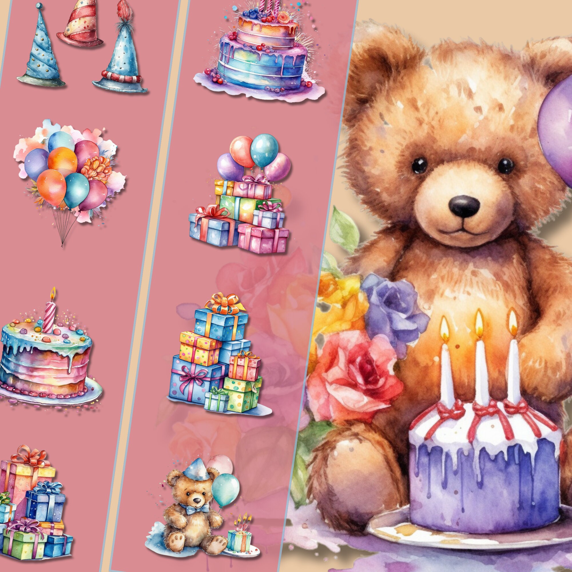 Birthday Clipart Collection PNG Graphics Perfect for DIY - Etsy