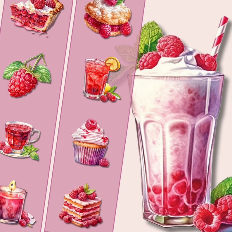 Raspberry Themed Clipart PNG Raspberry Clipart Instant - Etsy