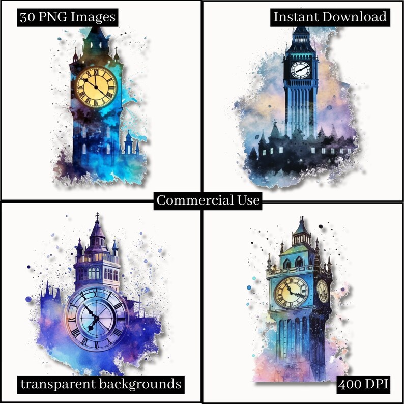 Celestial Clock Tower Clipart Bundle High-quality PNG Files - Etsy