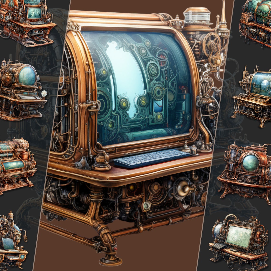 Steampunk Computer PNG Clipart Bundle for Personal & - Etsy