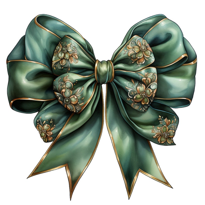 Green and Gold Bow PNG Clipart Bundle for Personal & Commercial Use ...