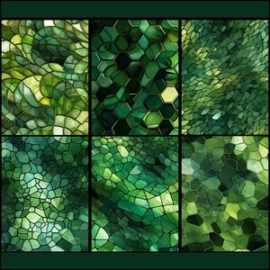 Green Tile Mosaic Seamless Patterns Bundle, Vibrant 400 DPI, 10x10 Inch ...