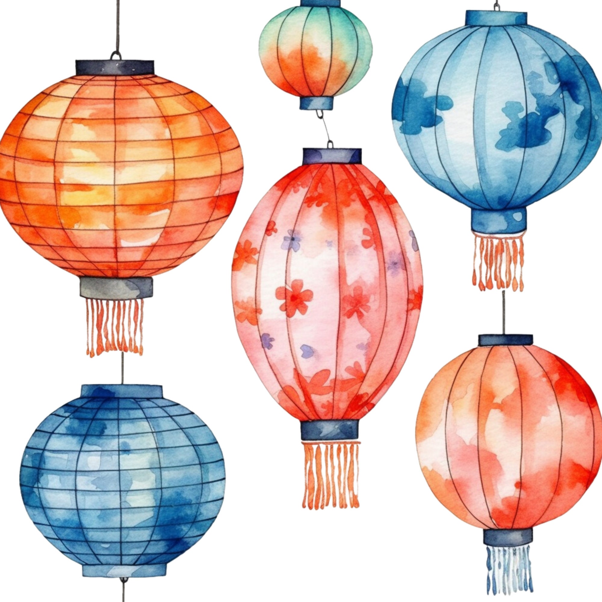 Paper Lantern Clipart Collection PNG Graphics Perfect for DIY Projects ...