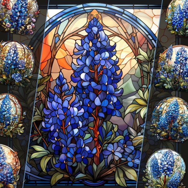 Stained Glass Pattern Bluebonnet - Etsy