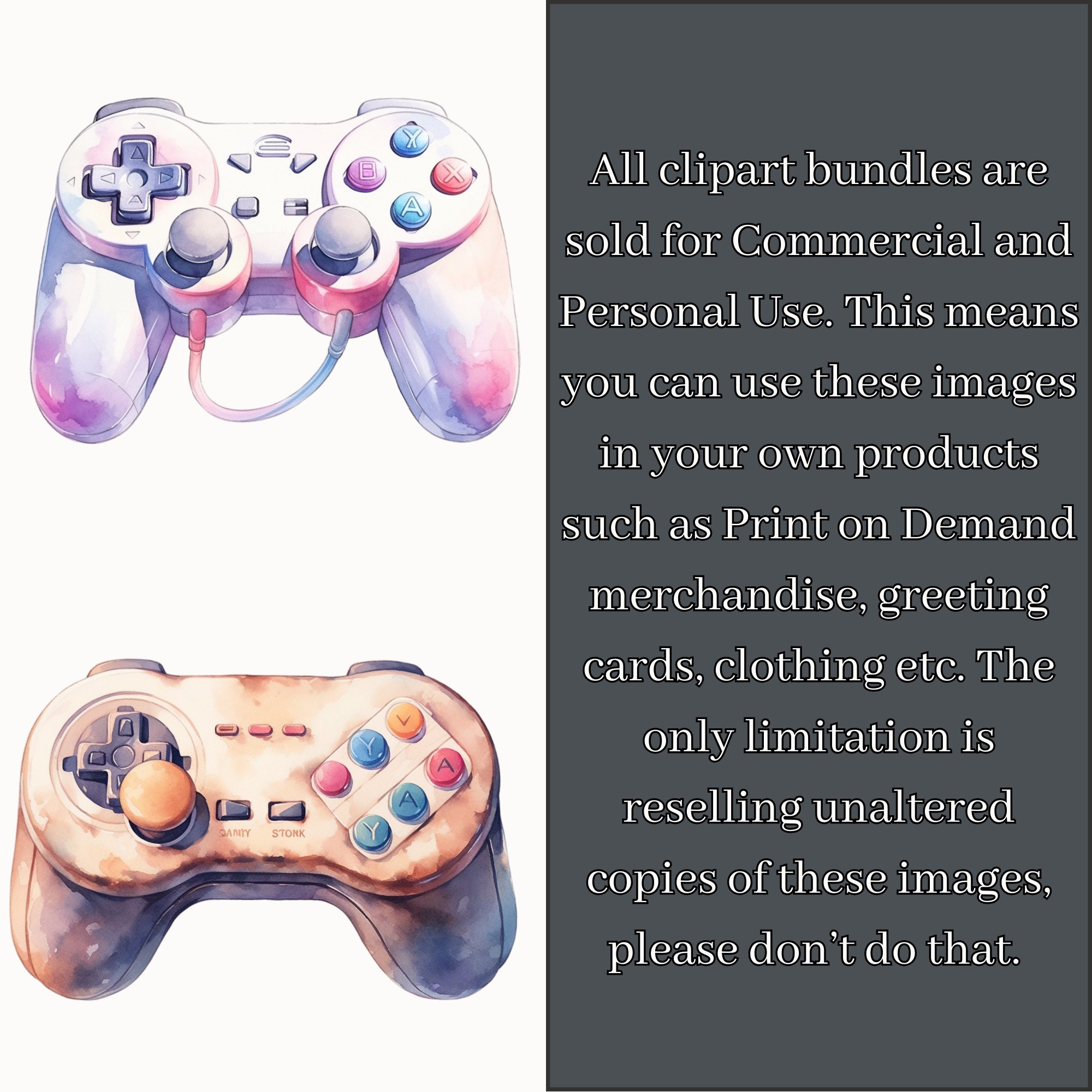 Retro Game Controller Clipart Bundle PNG Format Artistic - Etsy