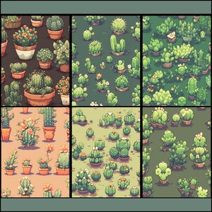 Cactus Anime-inspired Seamless Patterns Bundle, Whimsical 400 DPI ...