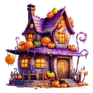Cute Cartoon Halloween Candy House Clipart Bundle, PNG, for Digital Art ...