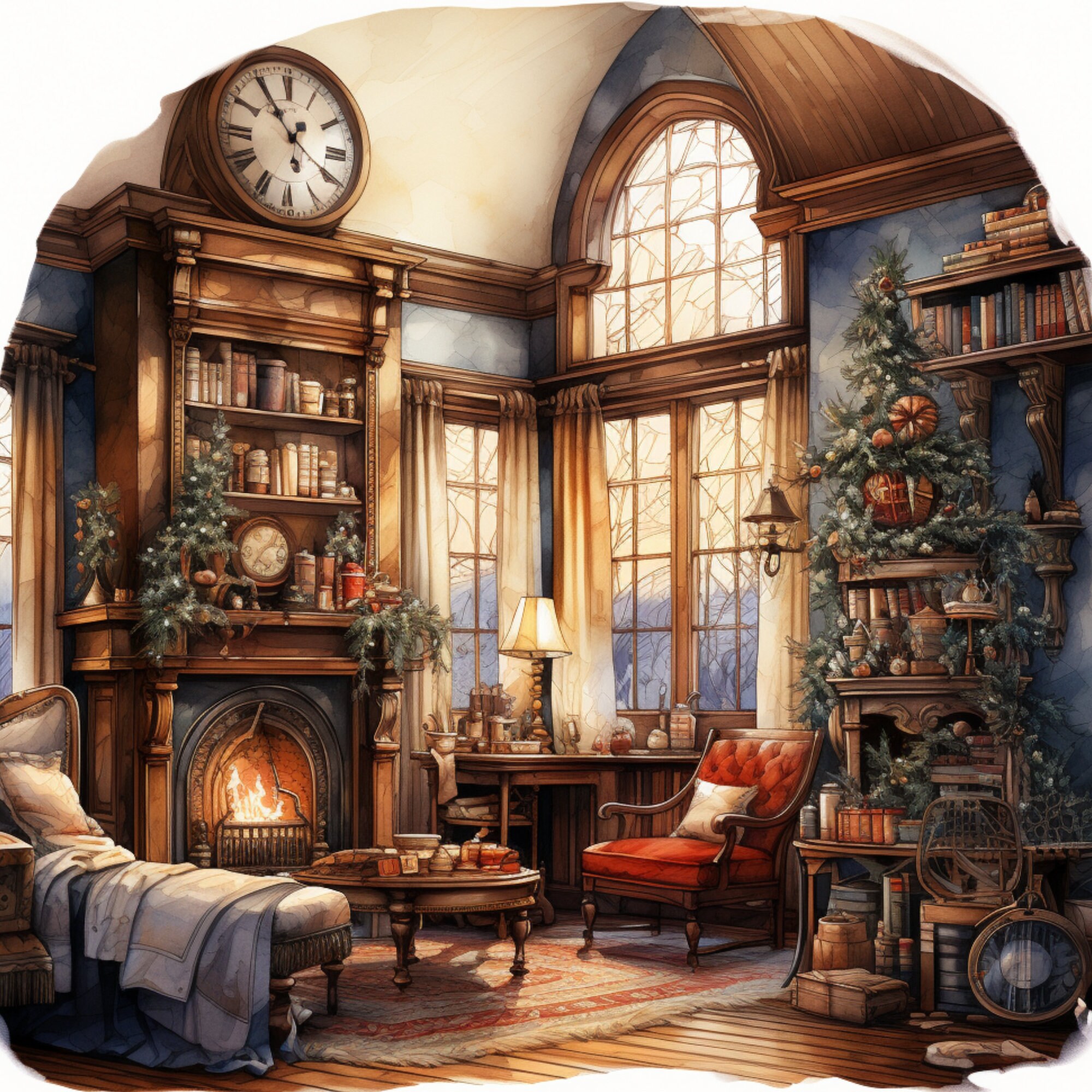 Christmas Room Clipart Bundle PNG Files Personal & - Etsy