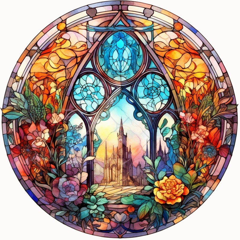 Stained Glass Window Clipart Bundle High-resolution PNG - Etsy