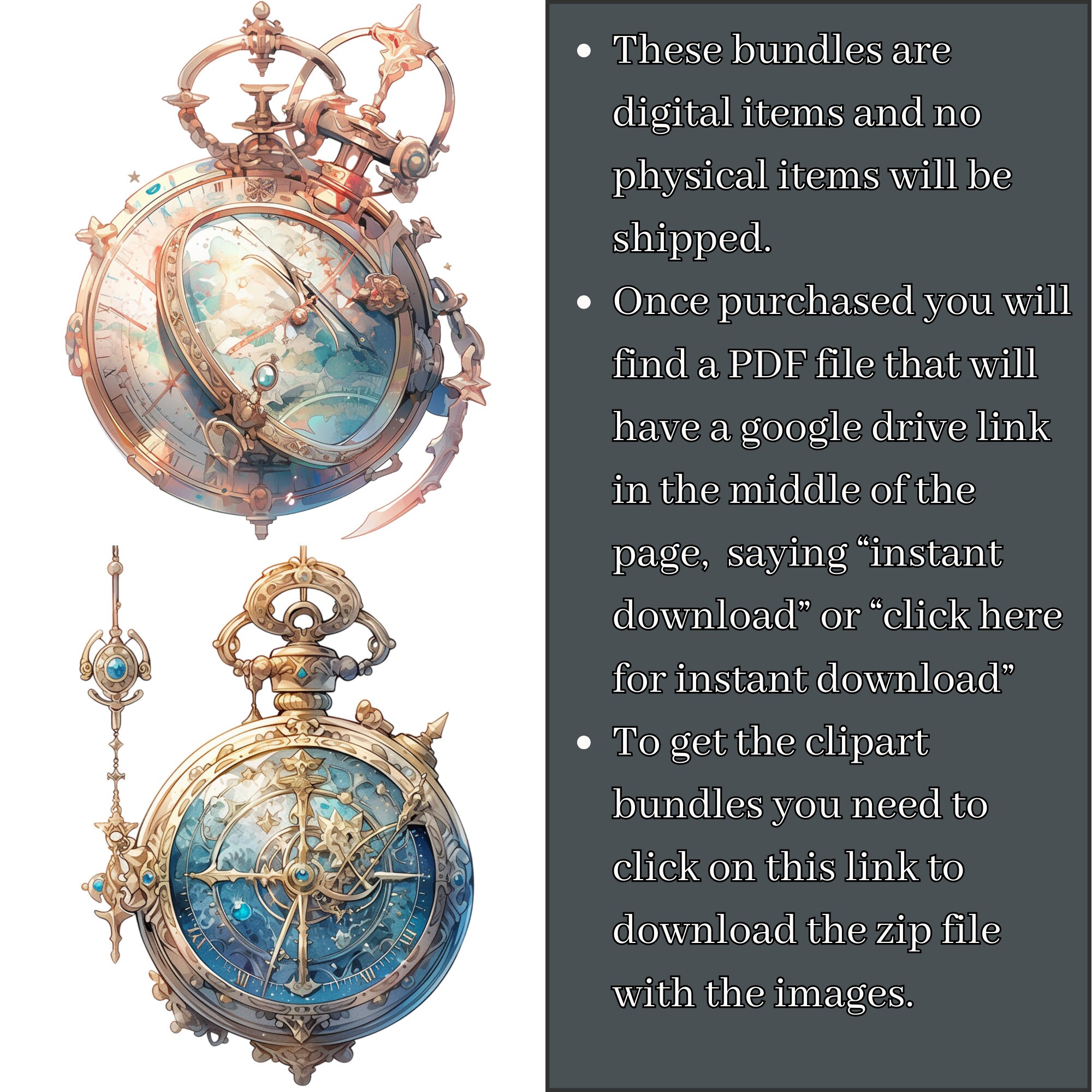 Enchanted Astrolabe Clipart Bundle, PNG Format, Ornate Celestial ...