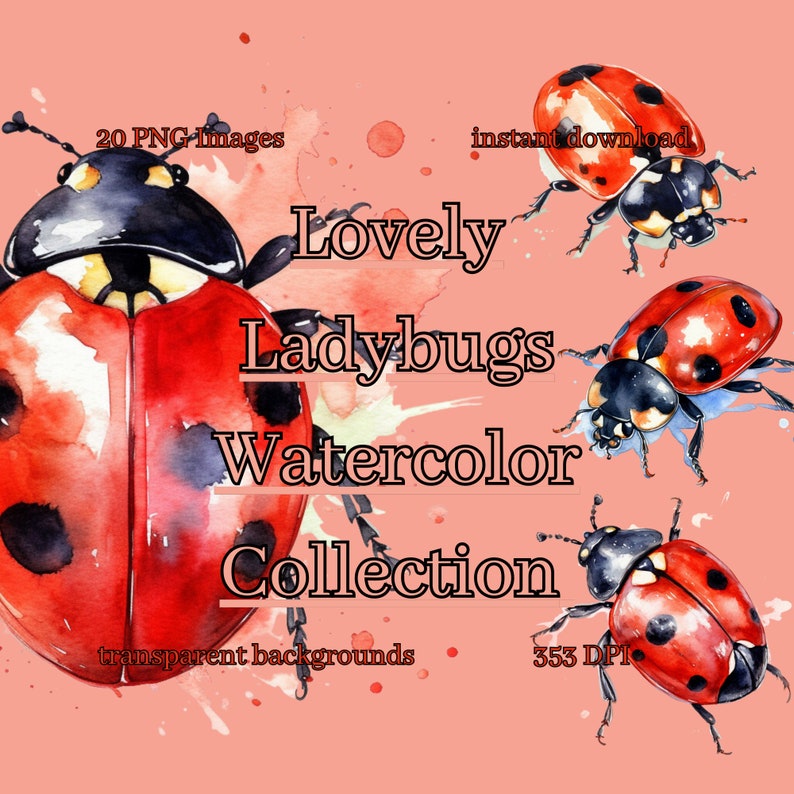Ladybug Clipart in Lovely Ladybugs Watercolor Collection Charming ...