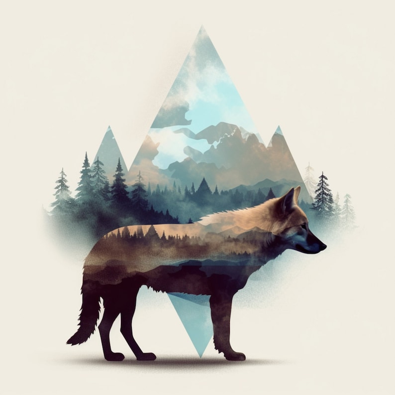 Double Exposure Wolf Clipart Bundle High-resolution PNG - Etsy