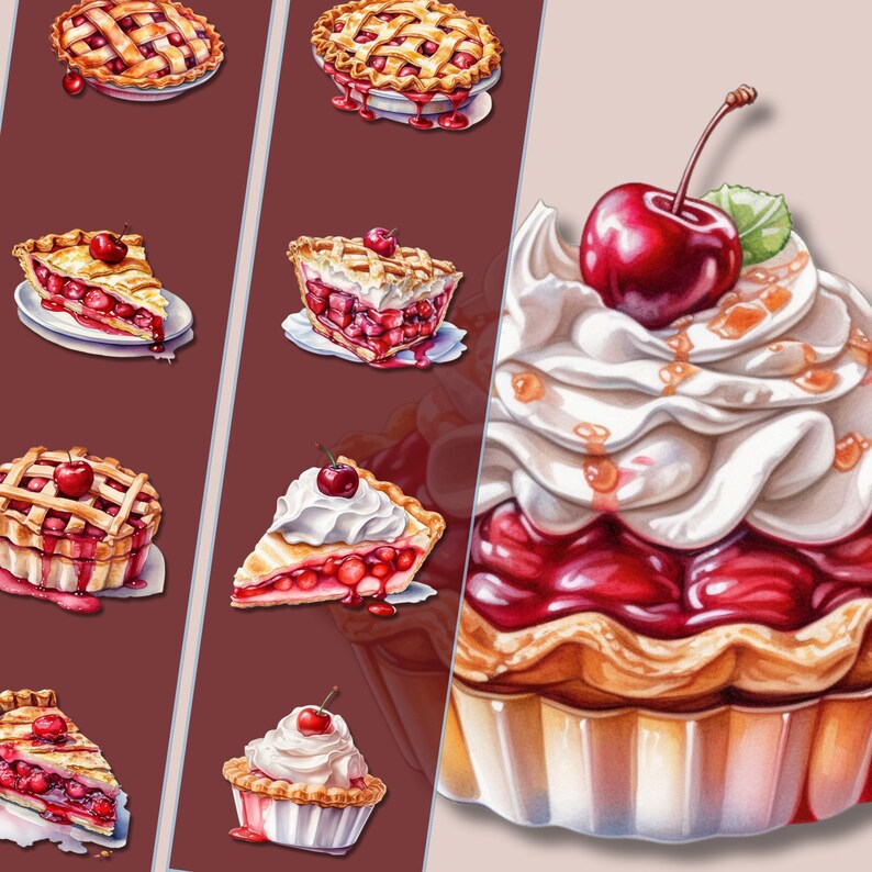 Cherry Pie Clipart Collection PNG Graphics Perfect for DIY - Etsy