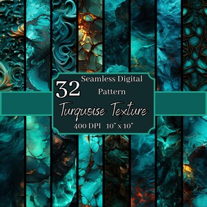Turquoise Texture Seamless Patterns Bundle, High-resolution 400 DPI ...
